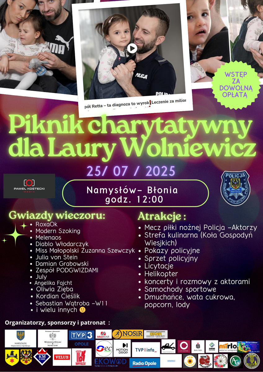 25 lipca w Namysłowie Wielki Piknik Charytatywny dla Laury Wolniewicz ...